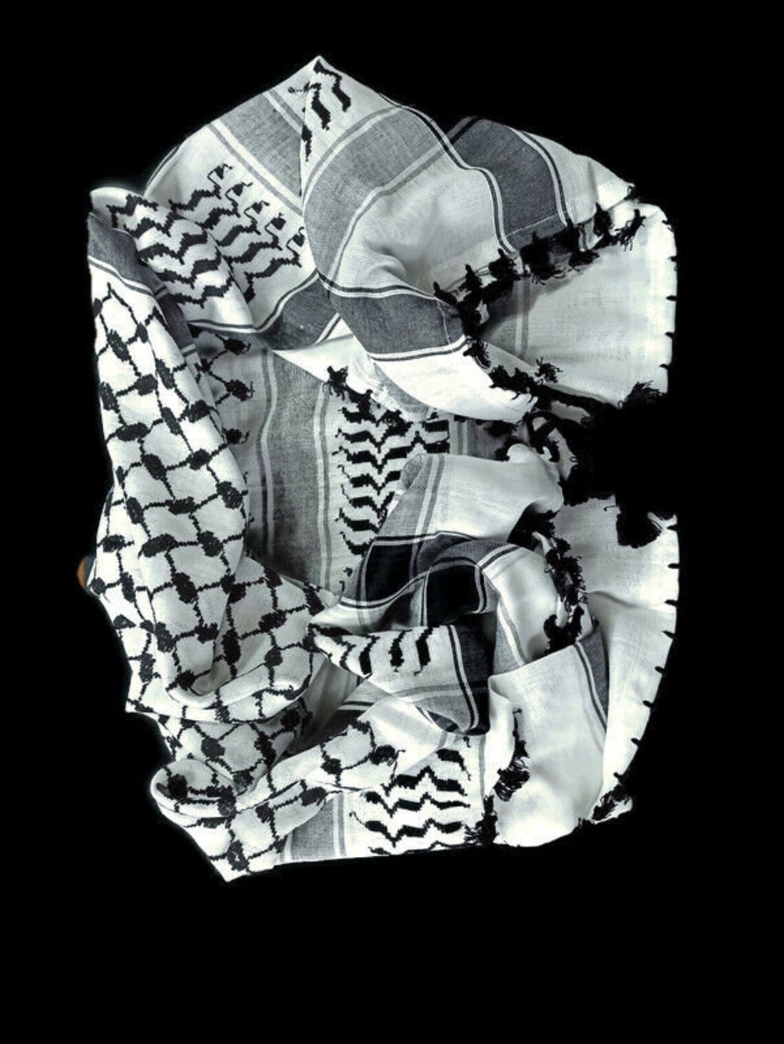 Keffiyeh Black and White Tag Shawl Scarf Palestinian Keffiyeh Gift Men ...