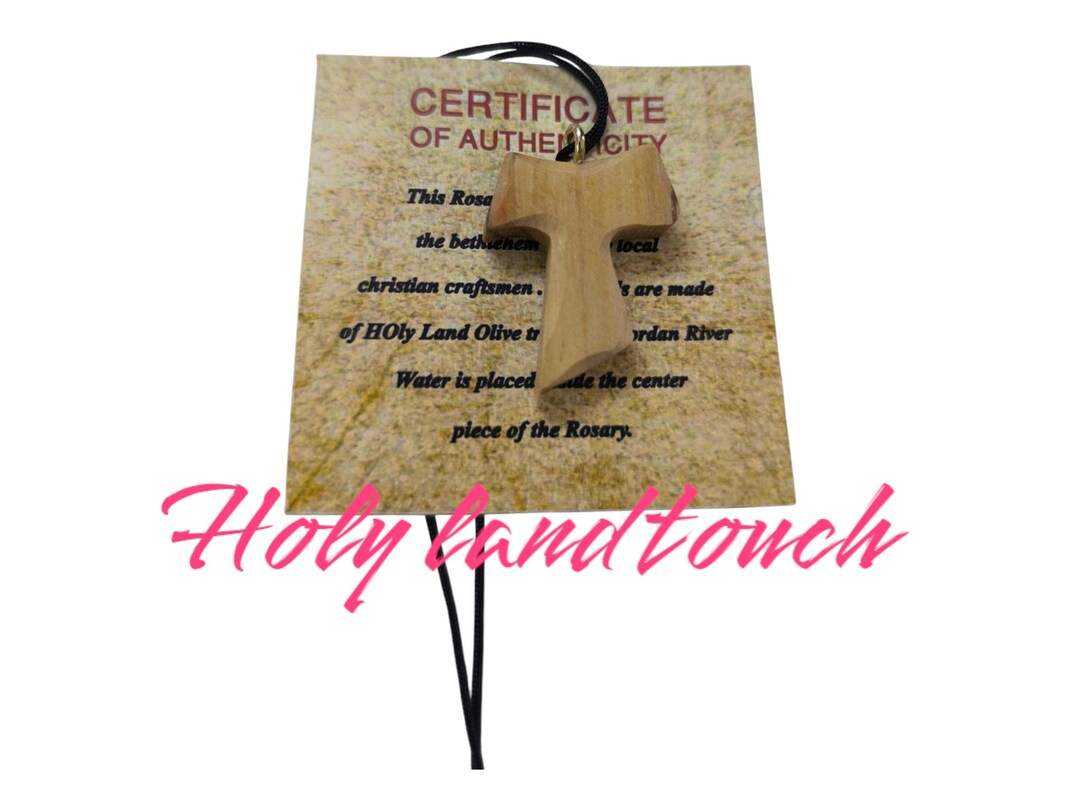Franciscan Tau Cross Necklace: Handmade Olive Wood Pendant, Holy Land ...