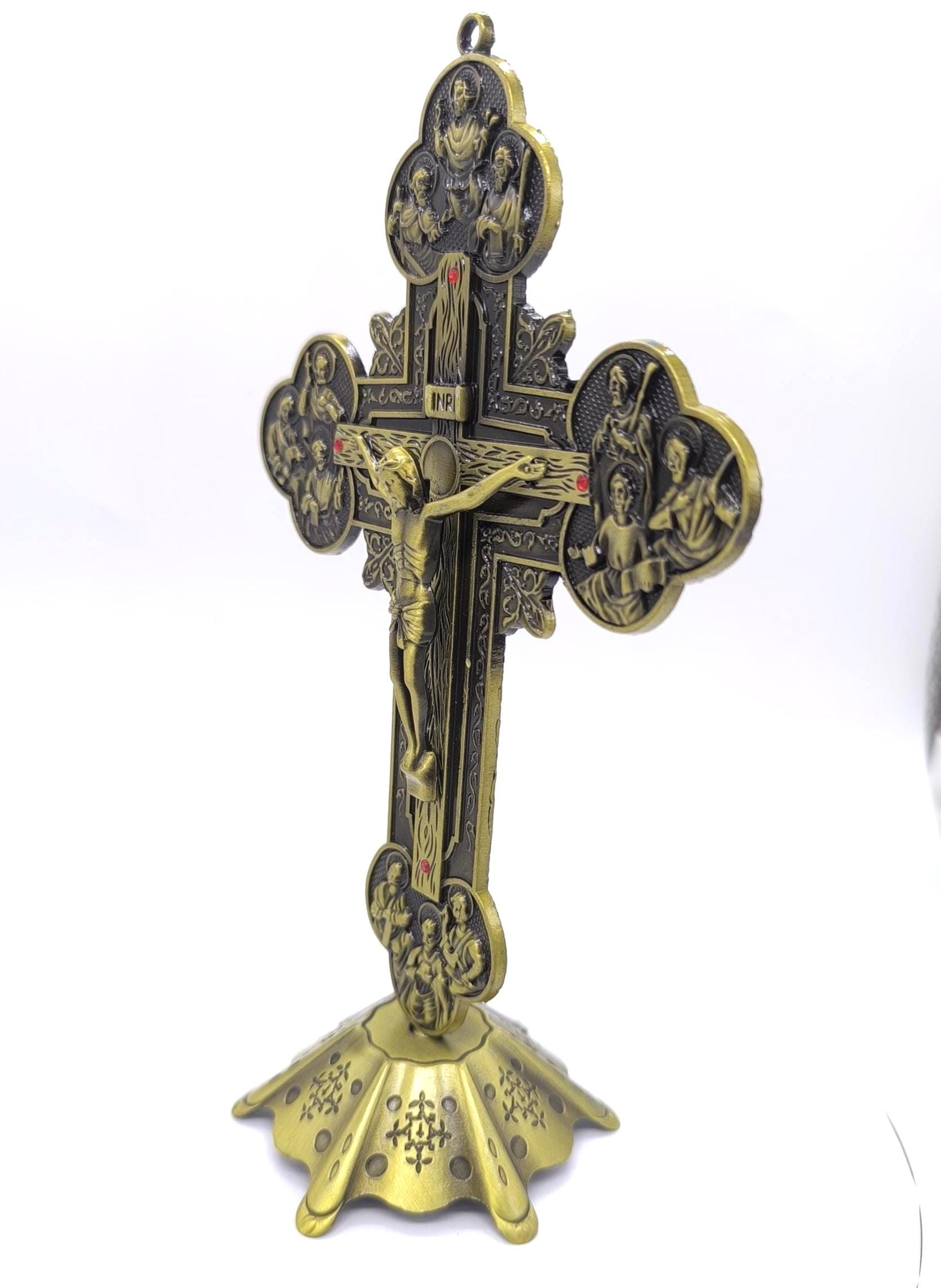 Holy Land Metal Cross With 12 Apostles Icons - Church Home Protection ...