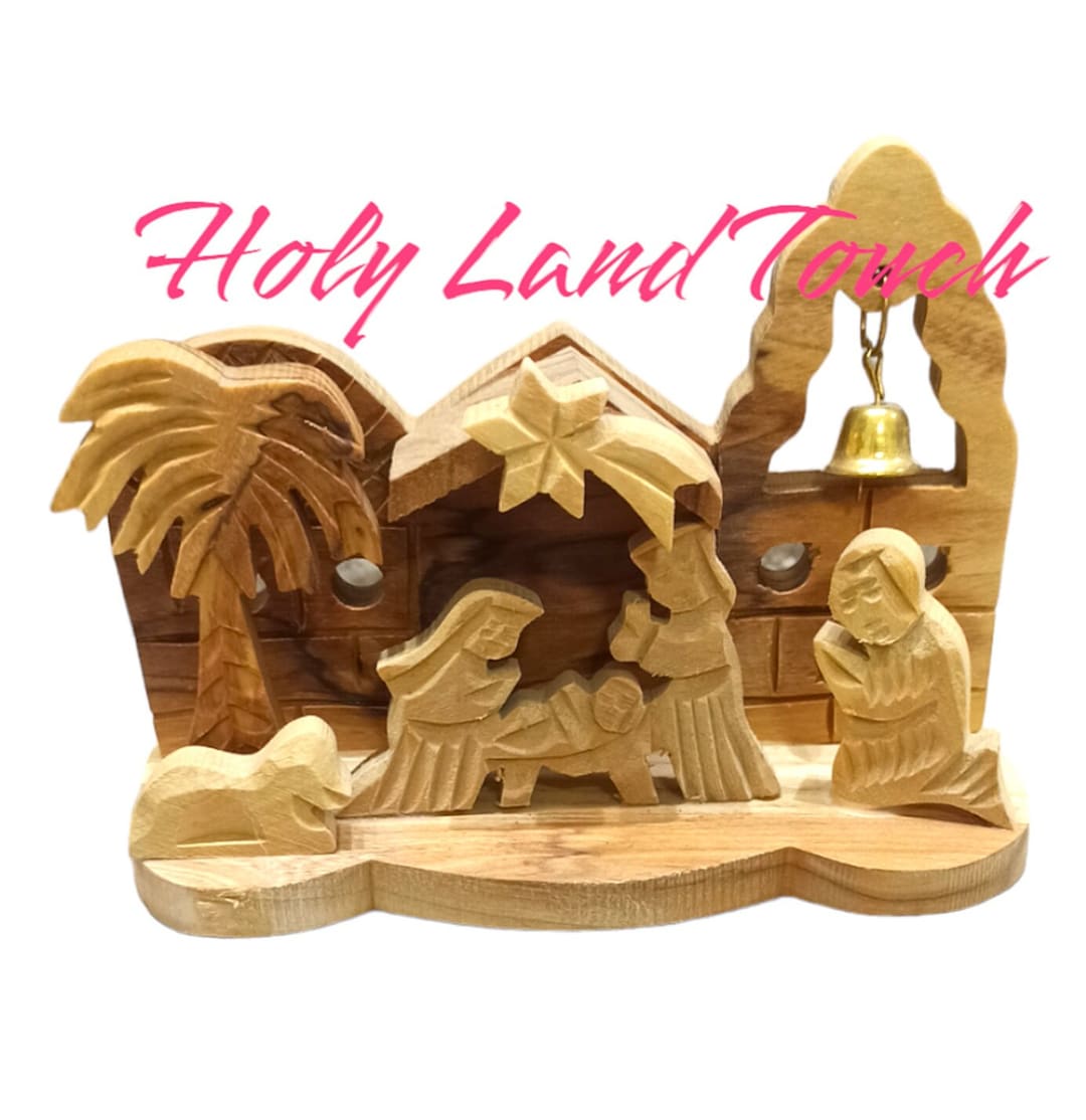 Mini Belén Cueva de Jesús Navidad Madera de Olivo Belén Hecho a Mano en ...
