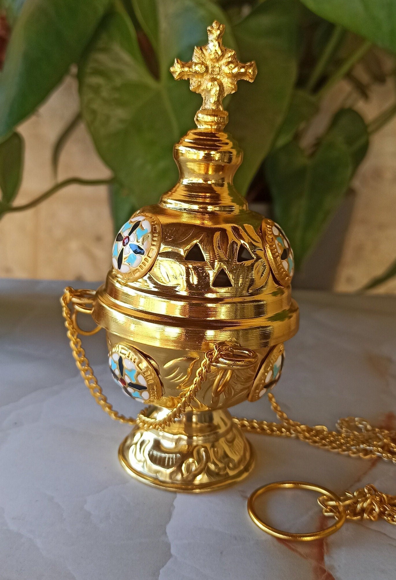 Brass Orthodox Incense Burner Hanging or Stand on the Table With ...