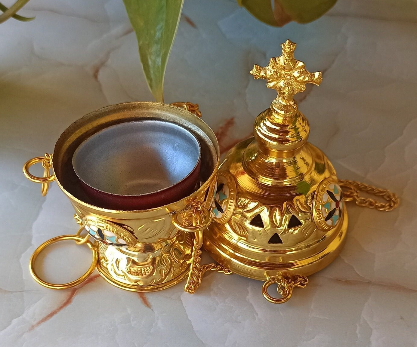 Brass Orthodox Incense Burner Hanging or Stand on the Table With ...
