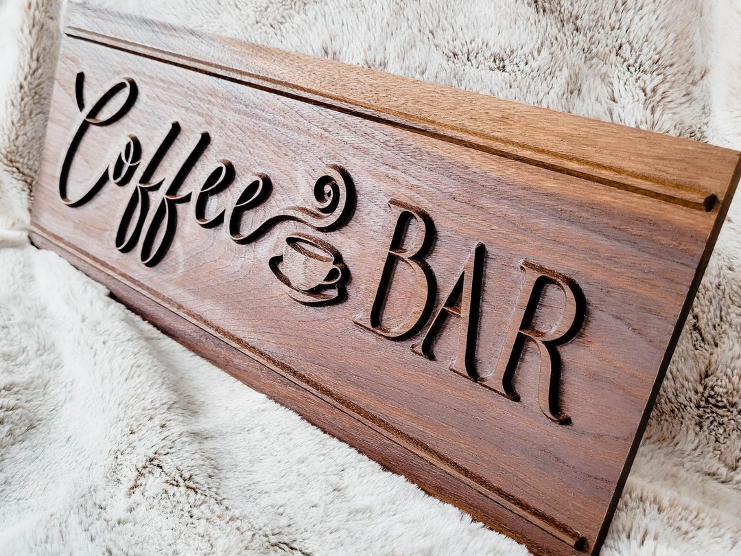 Black Walnut Coffee Bar Sign: Extruded Lettering, Customizable Size - Etsy