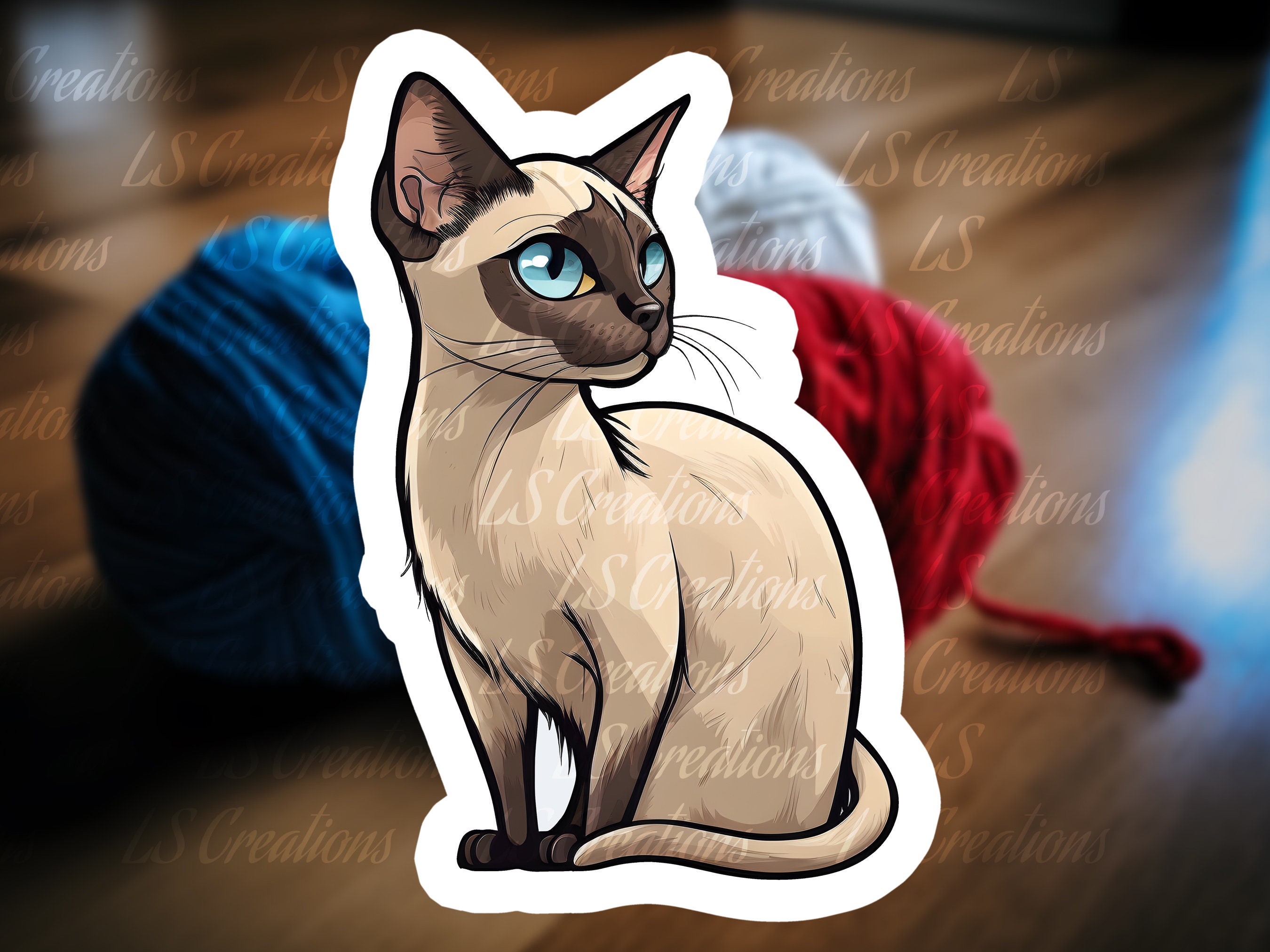 Siamese Cat Sticker Sheet Cute Cat Sticker Charming Cat Sticker Cartoon ...