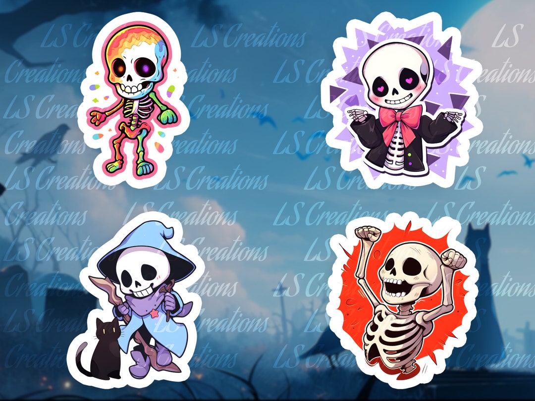 Skeleton Sticker Sheet Spooky Skeleton Sticker Charming Skeleton ...