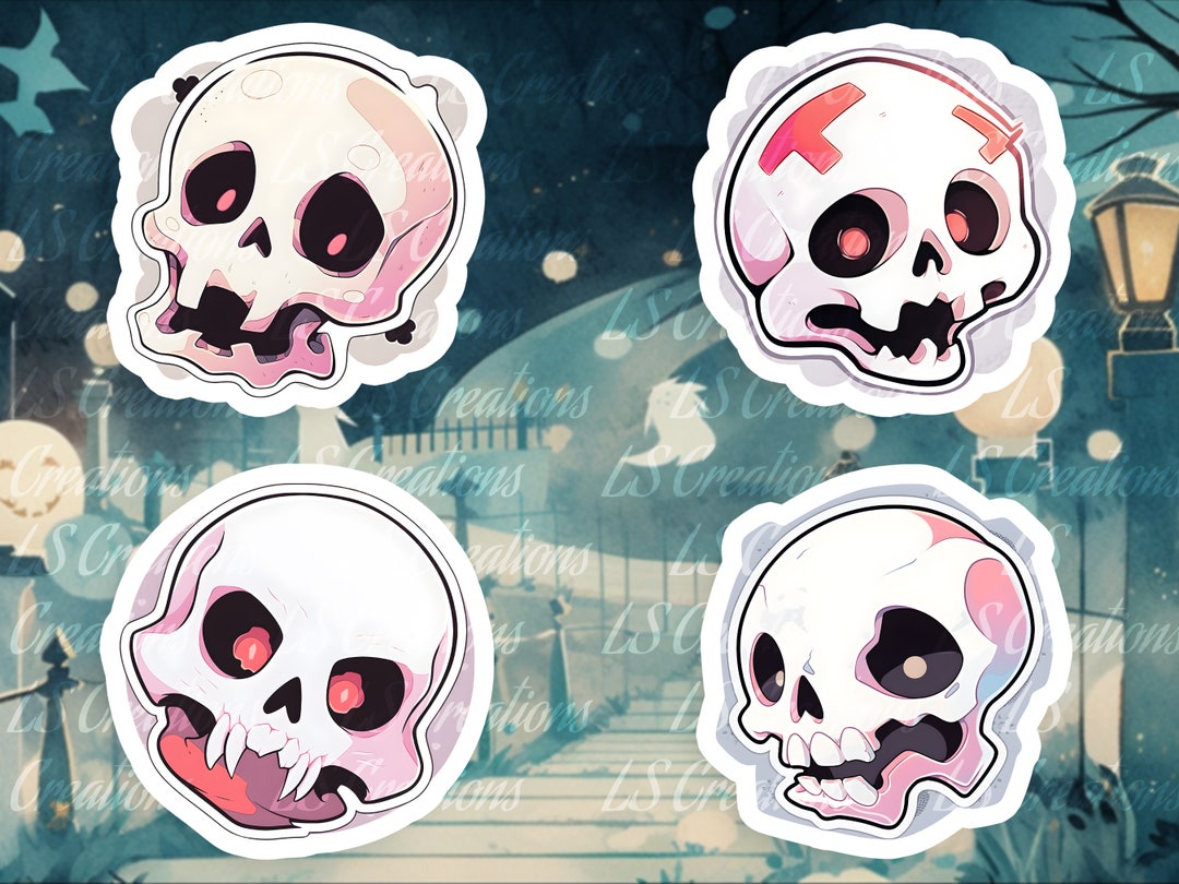 Skull Sticker Sheet Quirky Skull Sticker Anime Skull Sticker Spooky ...