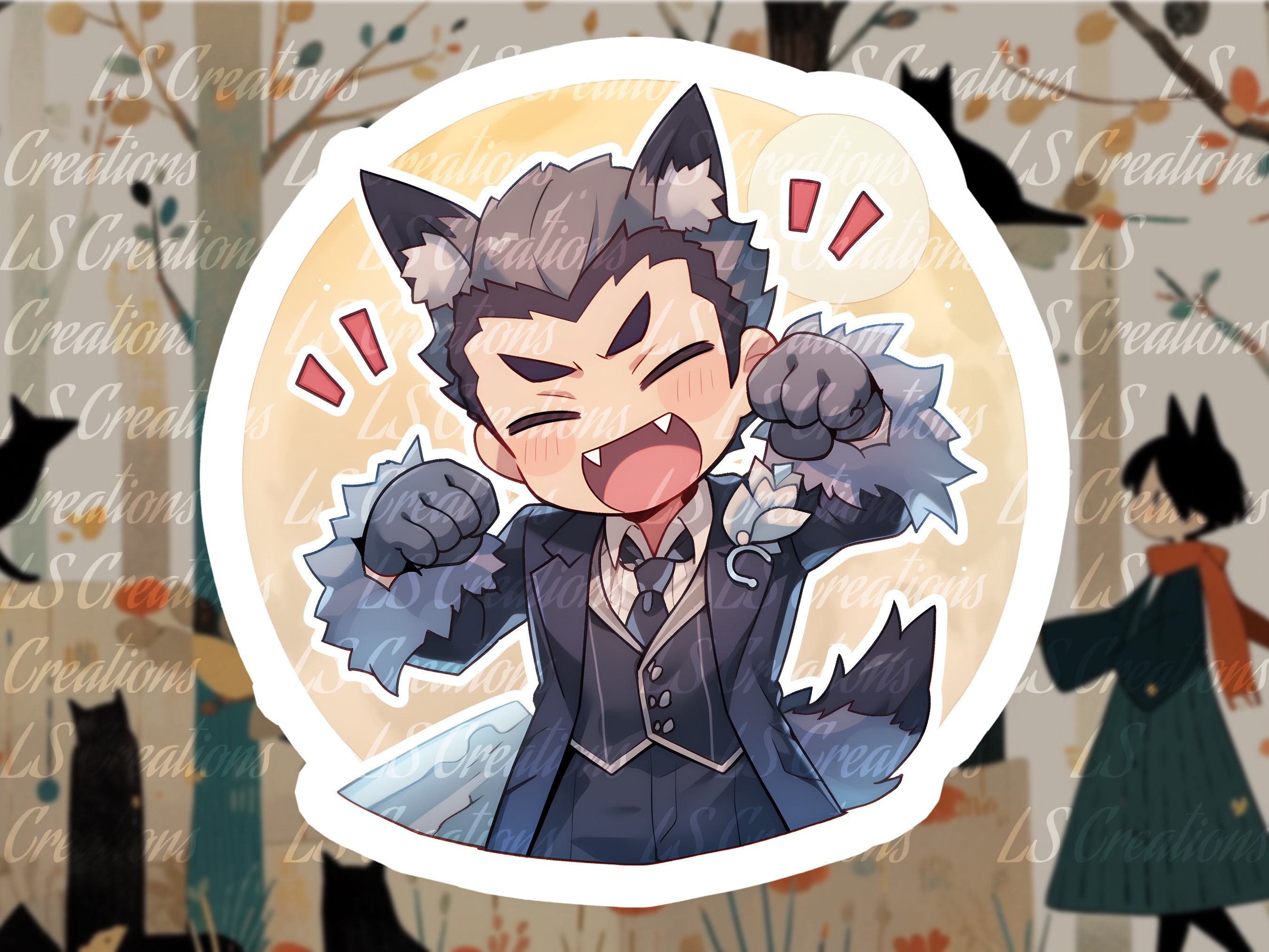 Werewolf Sticker Sheet Charming Werewolf Sticker Formal Werewolf ...