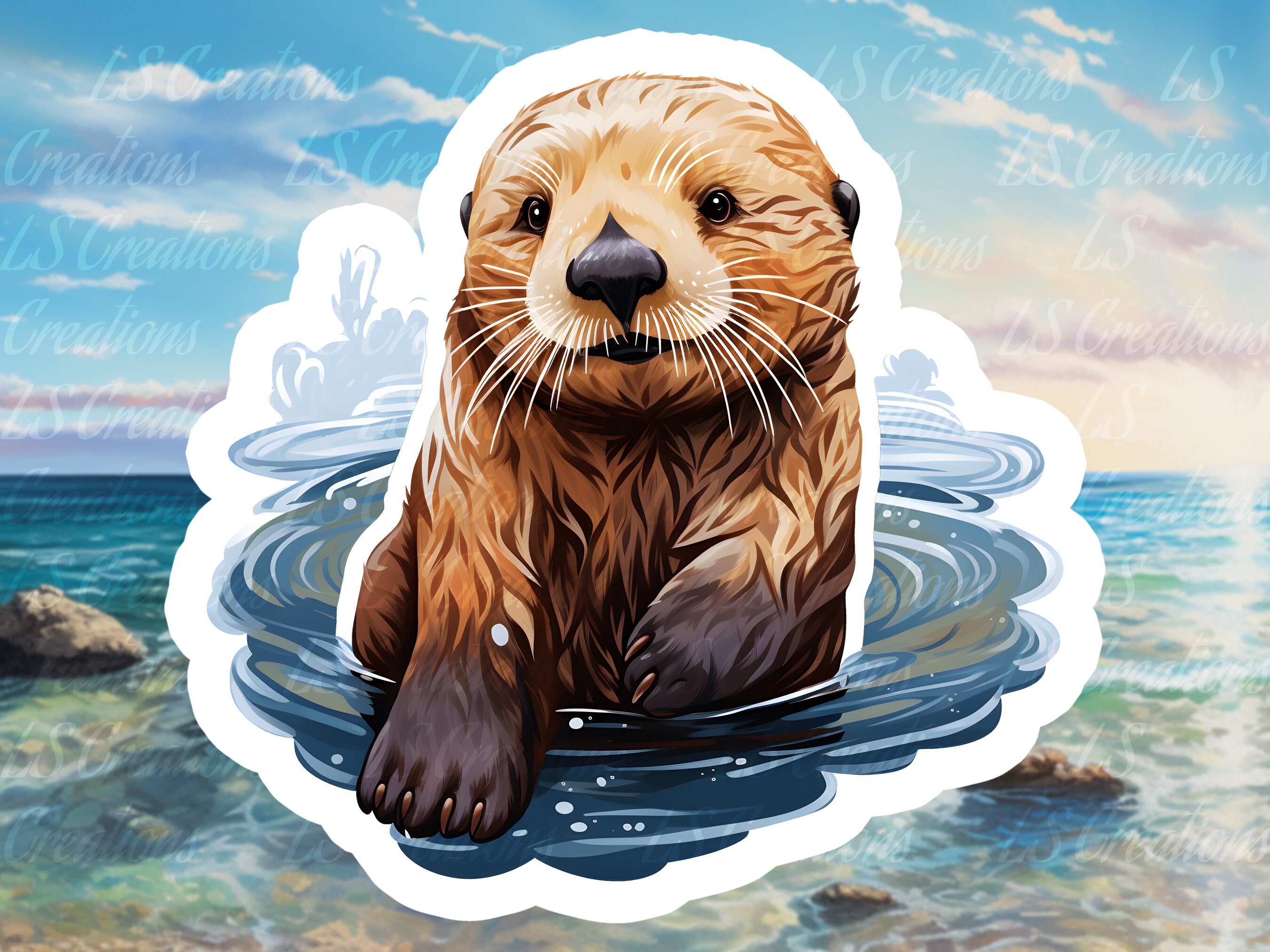 Sea Otter Sticker Sheet Cute Sea Otter Sticker Adorable Sea Otter ...