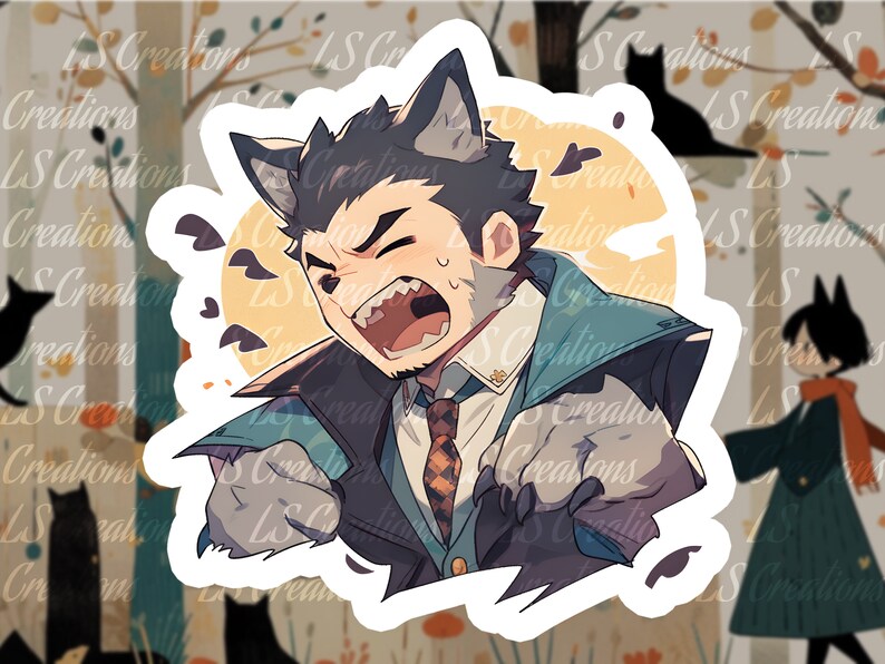 Werewolf Sticker Sheet Charming Werewolf Sticker Formal Werewolf ...