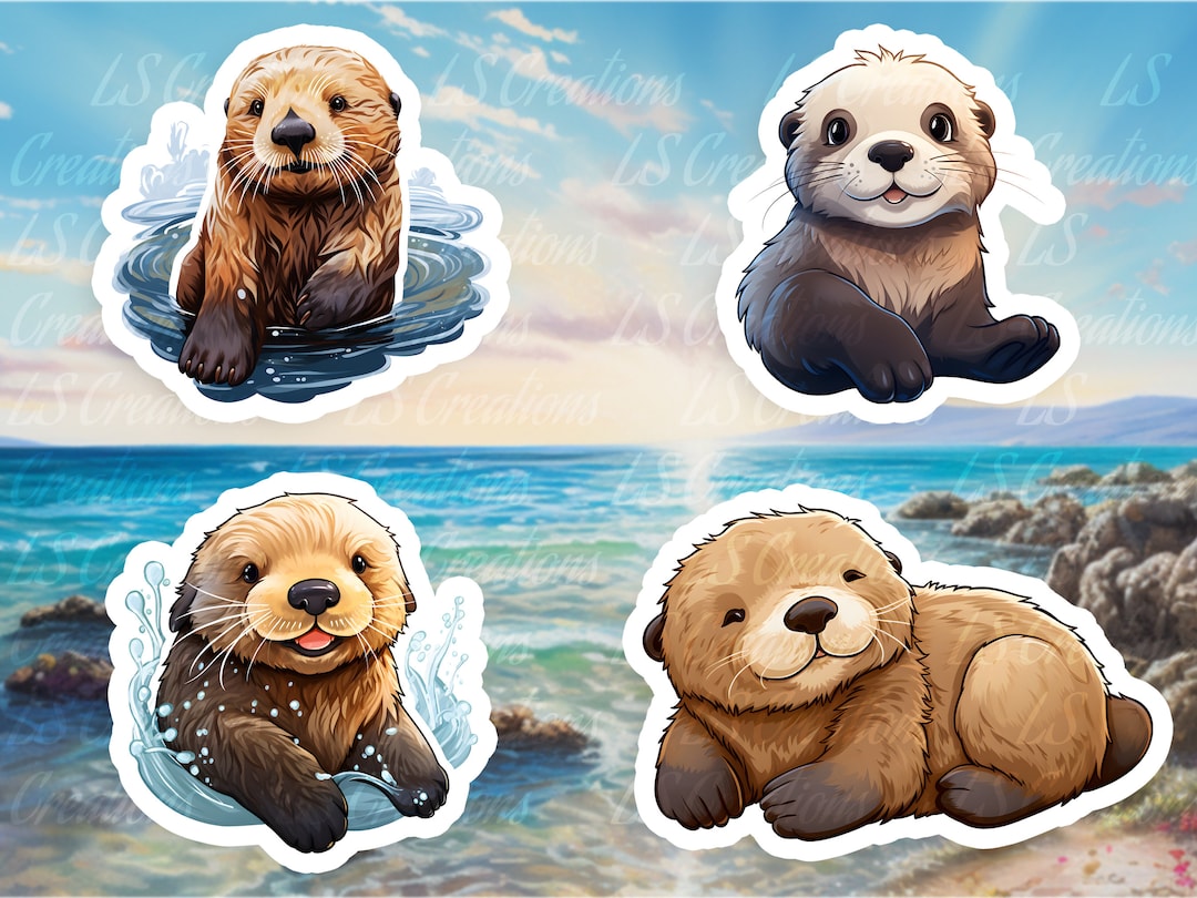 Sea Otter Sticker Sheet Cute Sea Otter Sticker Adorable Sea Otter ...
