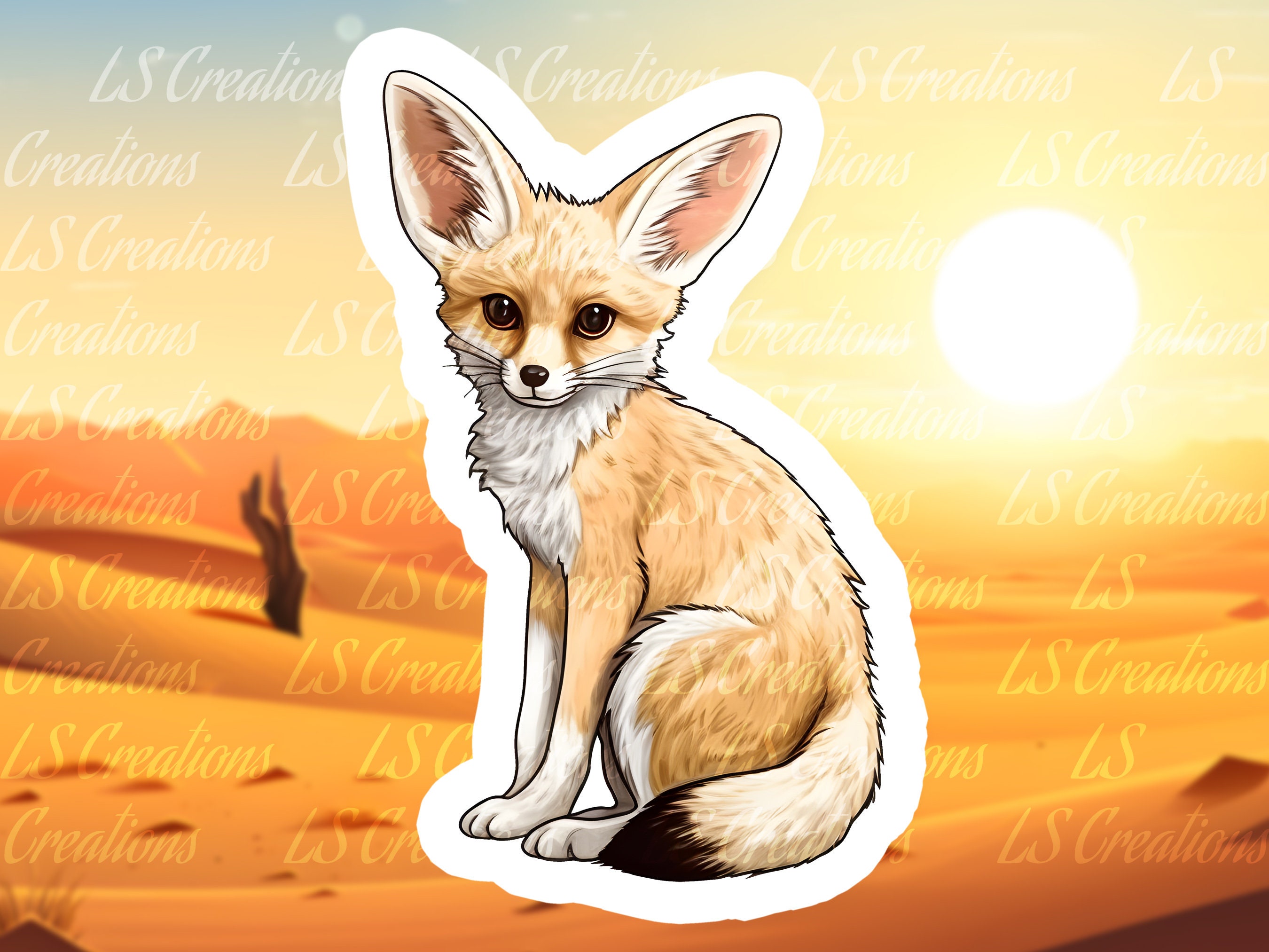 Fennec Fox Sticker Sheet Cute Fennec Fox Stickers Happy Fennec Fox ...
