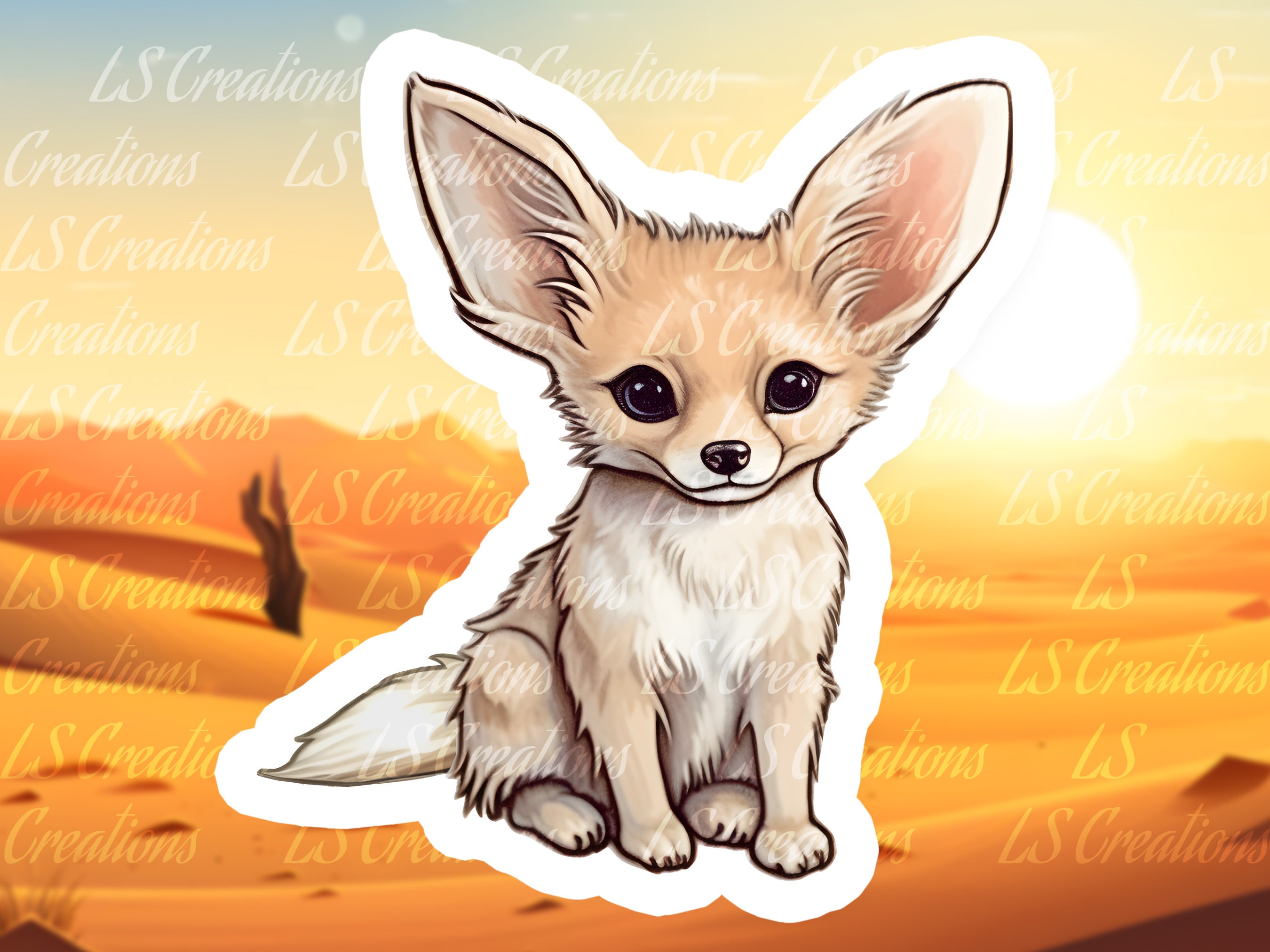 Fennec Fox Sticker Sheet Cute Fennec Fox Stickers Happy Fennec Fox ...