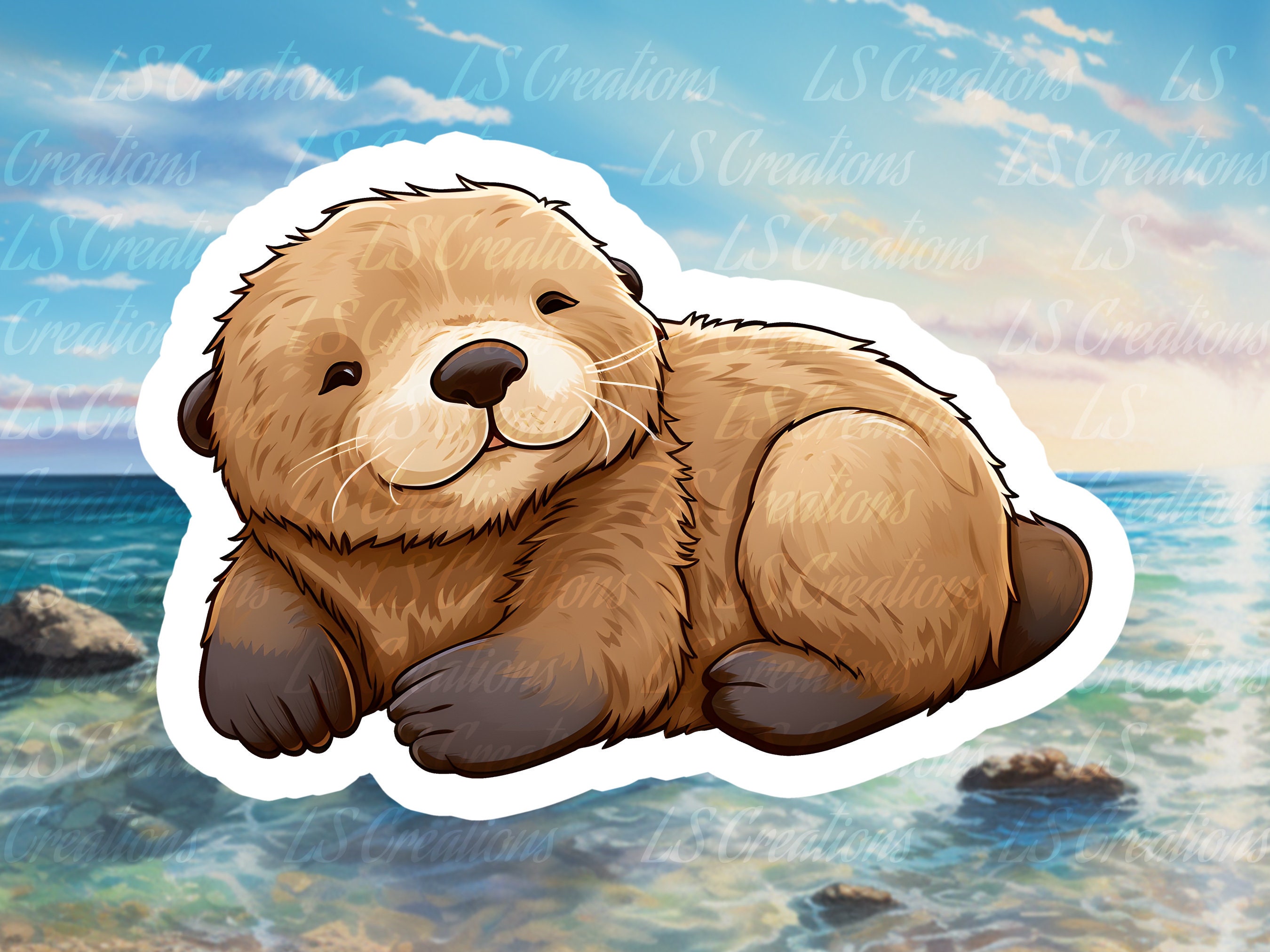 Sea Otter Sticker Sheet Cute Sea Otter Sticker Adorable Sea Otter ...
