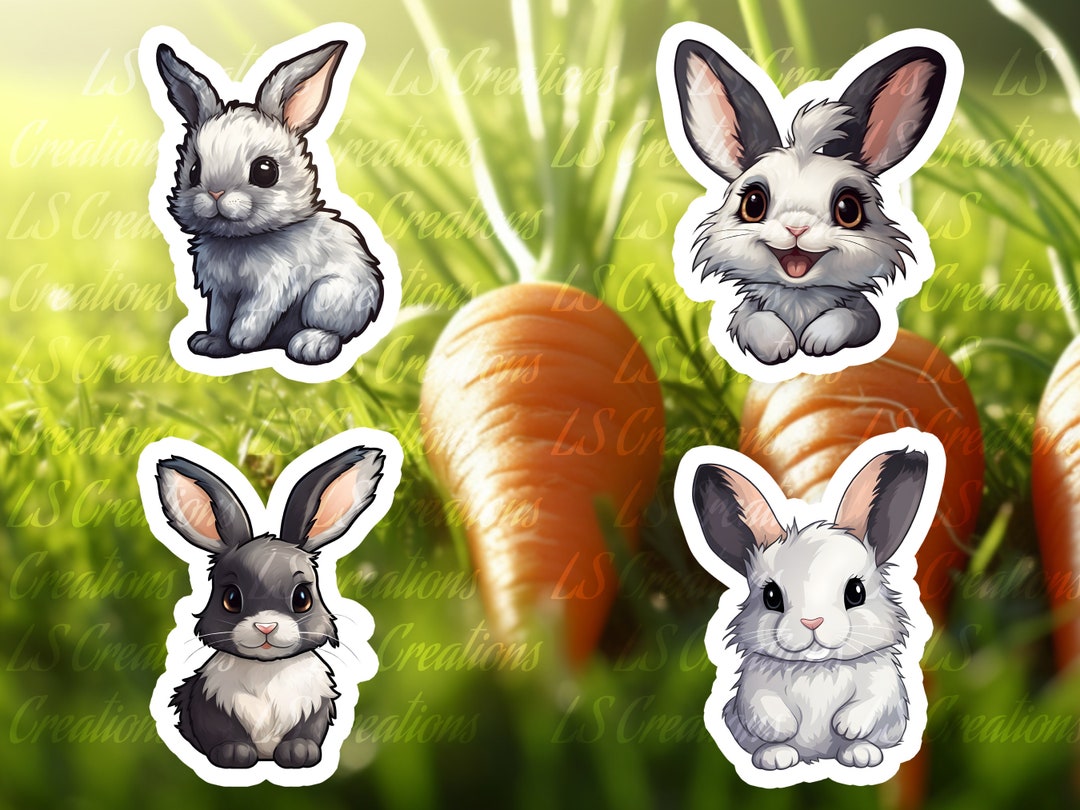 Rabbit Sticker Sheet Adorable Rabbit Sticker Cute Rabbit Sticker Cute ...
