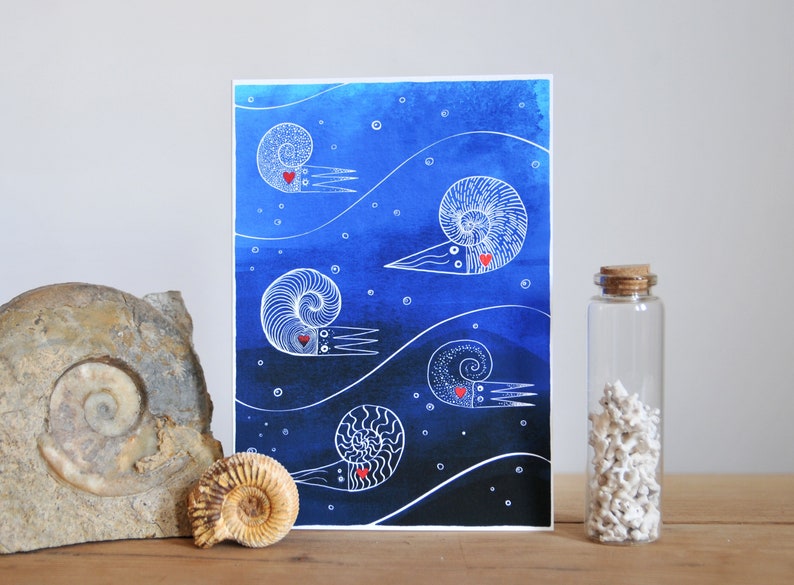 Ammonites Prehistoric Life Artwork 8x10 Print or 7x5 Beautiful and ...