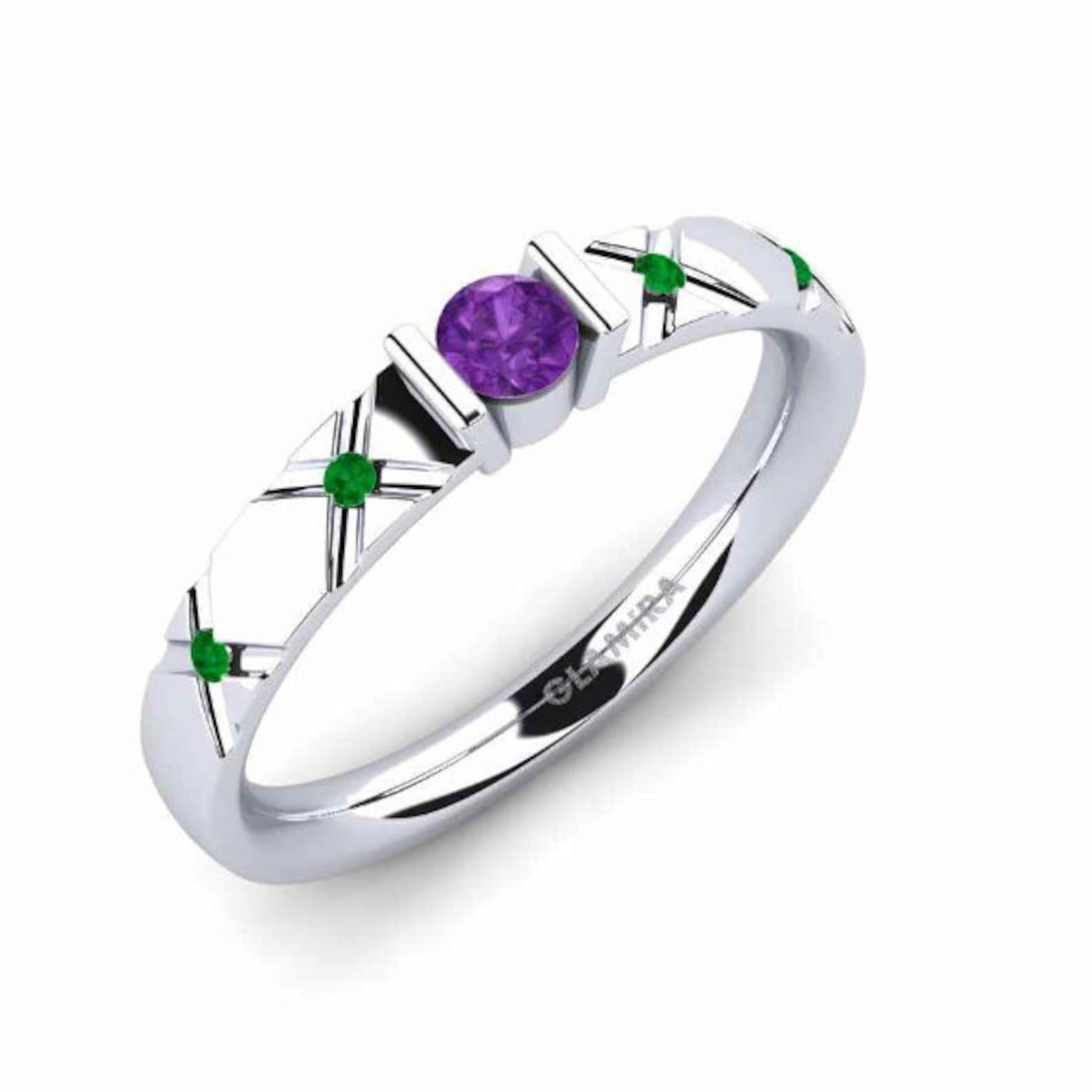 Joker Natural Amythest and Emerald Ring Villains Engagement Wedding ...