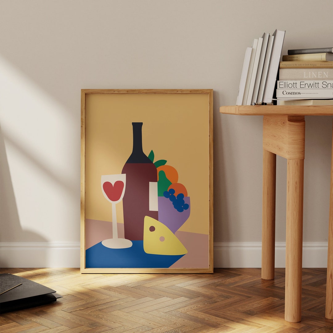Wine Print Wall Art - Elegant and Modern Decor Piece, Wine Bottle ...