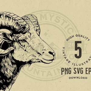 Ram Vector Animal Illustration Bundle, SVG, PNG, Instant Download ...