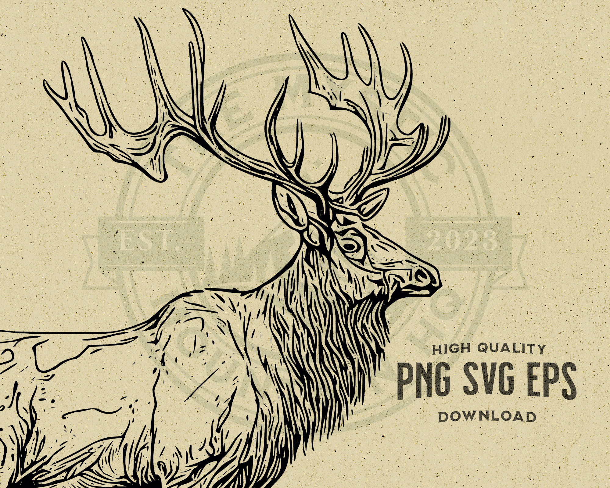 Elk Vector Illustration Bundle Rustic and Vintage Design - Etsy