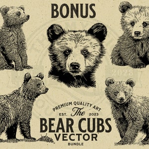 Grizzly Bear, Bear Head Vector Illustration Bundle, Commercial Use ...