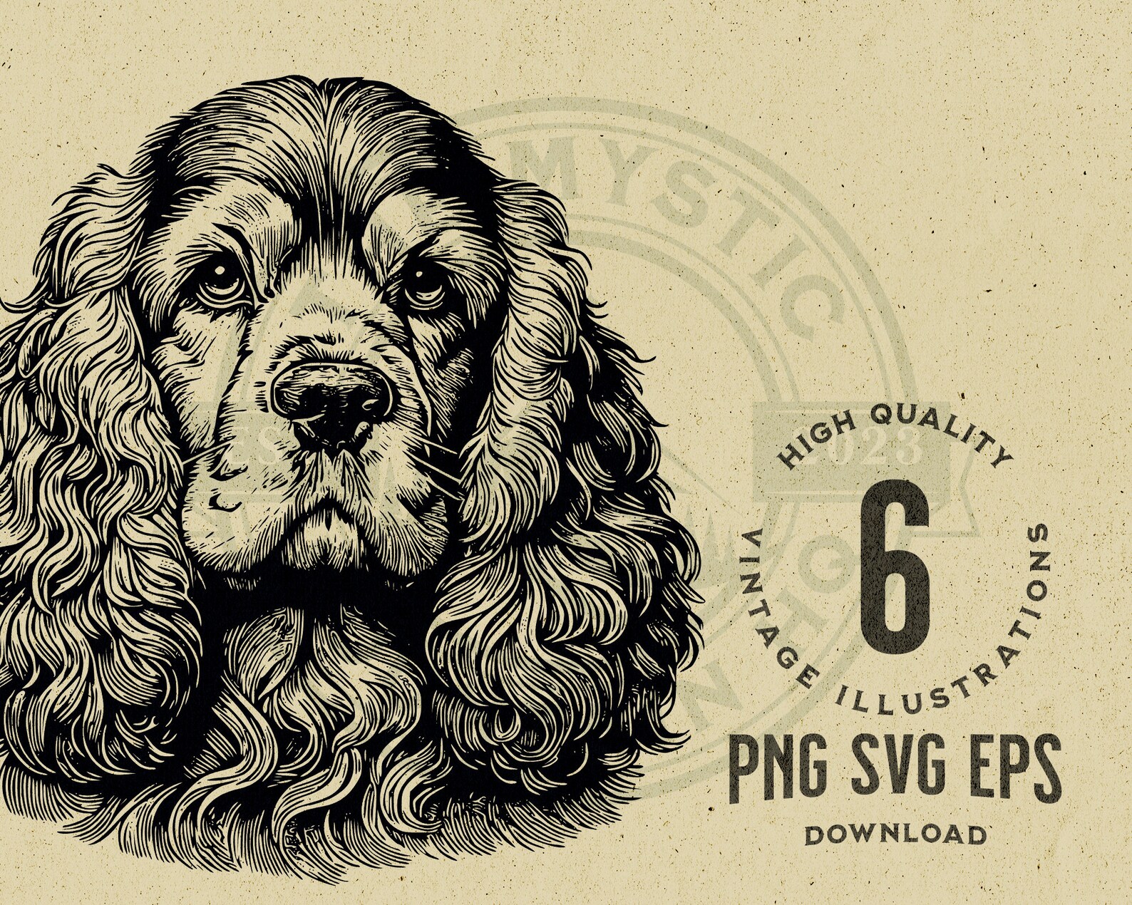 Cocker Spaniel Dog Vector Art Illustration Bundle, Puppy & Peeking Dog ...
