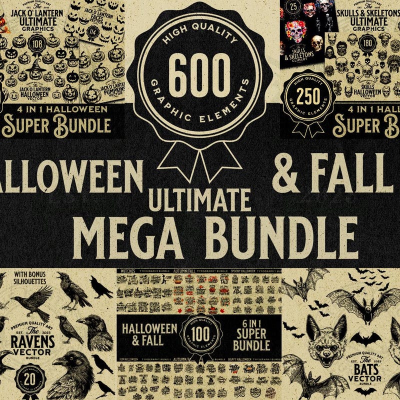 Halloween Vector Bundle - Etsy