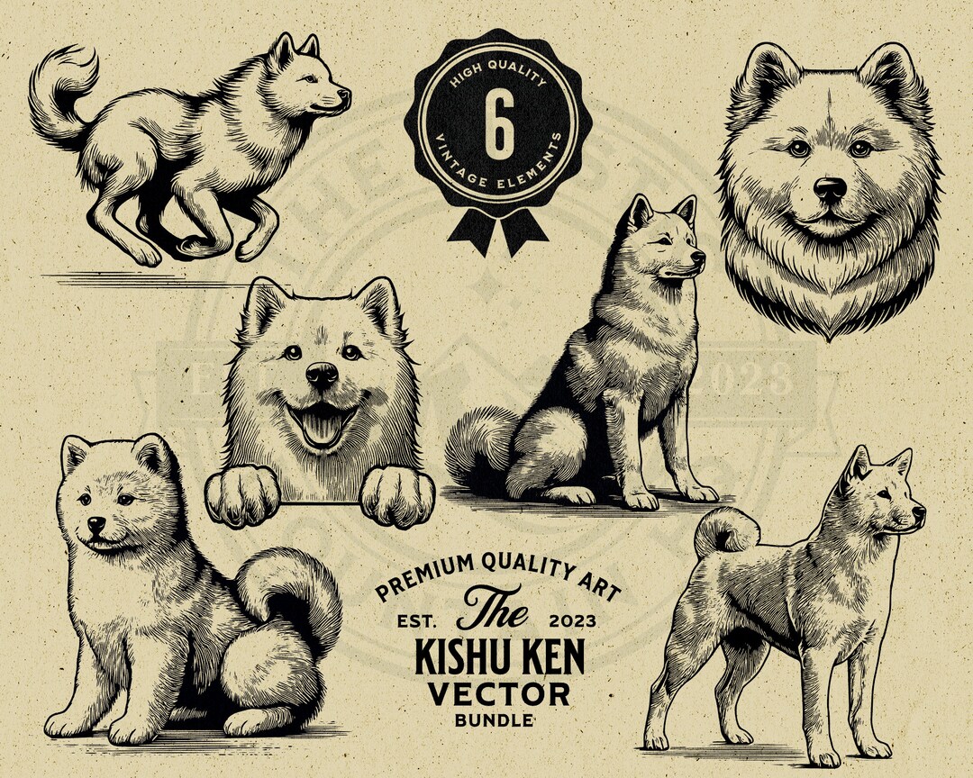 Kishu Ken Pet Dog, Puppy, and Peeking Dog Design Bundle, SVG, PNG ...
