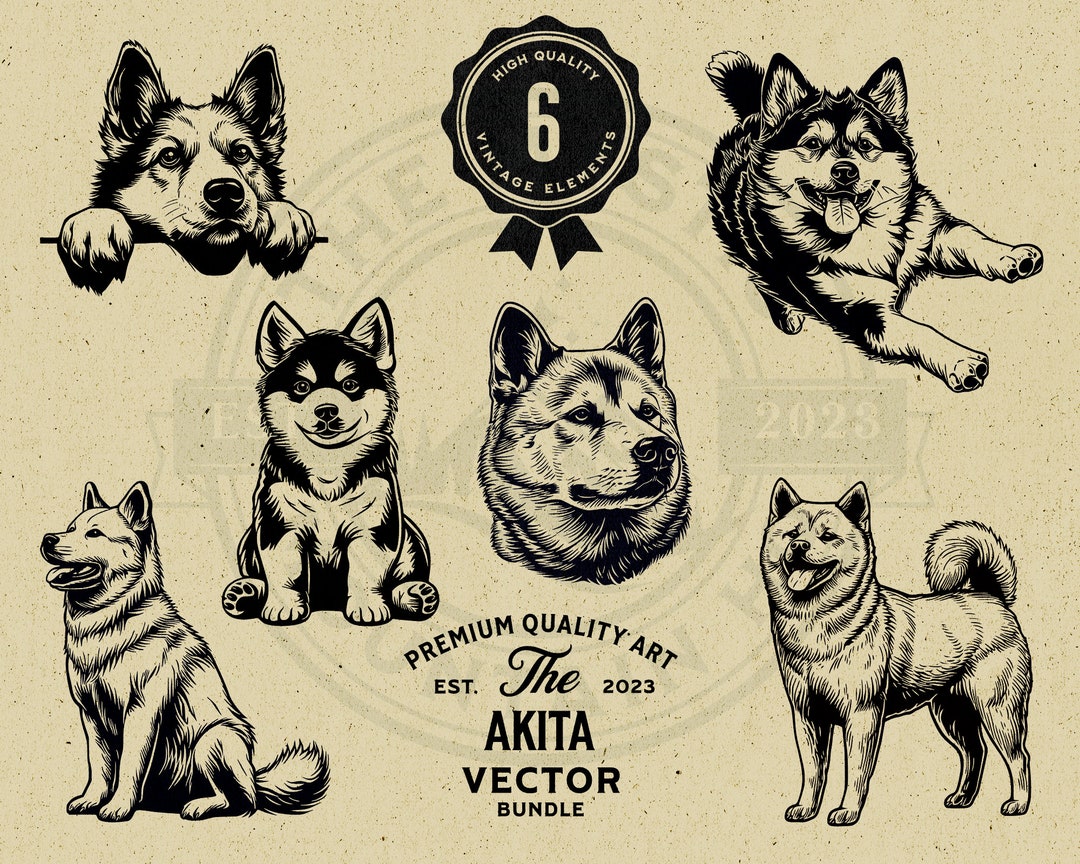 Akita Dog Vector Art Bundle, SVG, PNG (digital Download) - Etsy