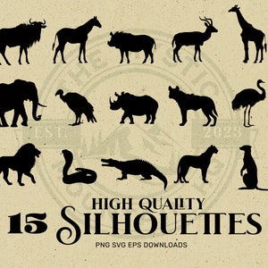 30 Vintage Grassland Wild Animals (15 Illustration + 15 Silhouette ...