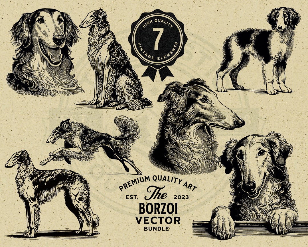 Borzoi Pet, Puppy, and Peeking Dog Design Bundle, SVG, PNG, Digital Download, Commercial Use ...