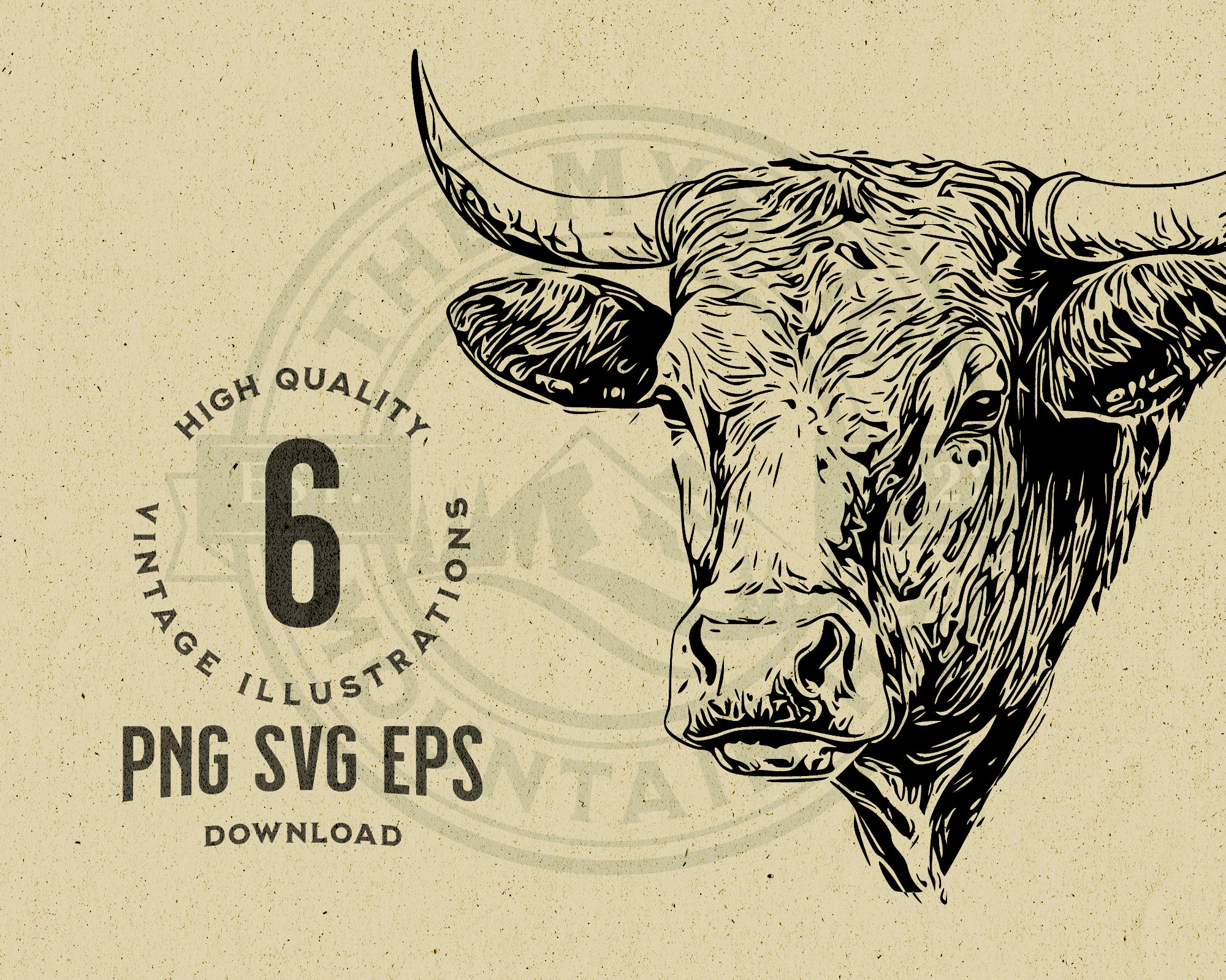 Bull Vector Animal Illustration Bundle Vintage Cut File - Etsy