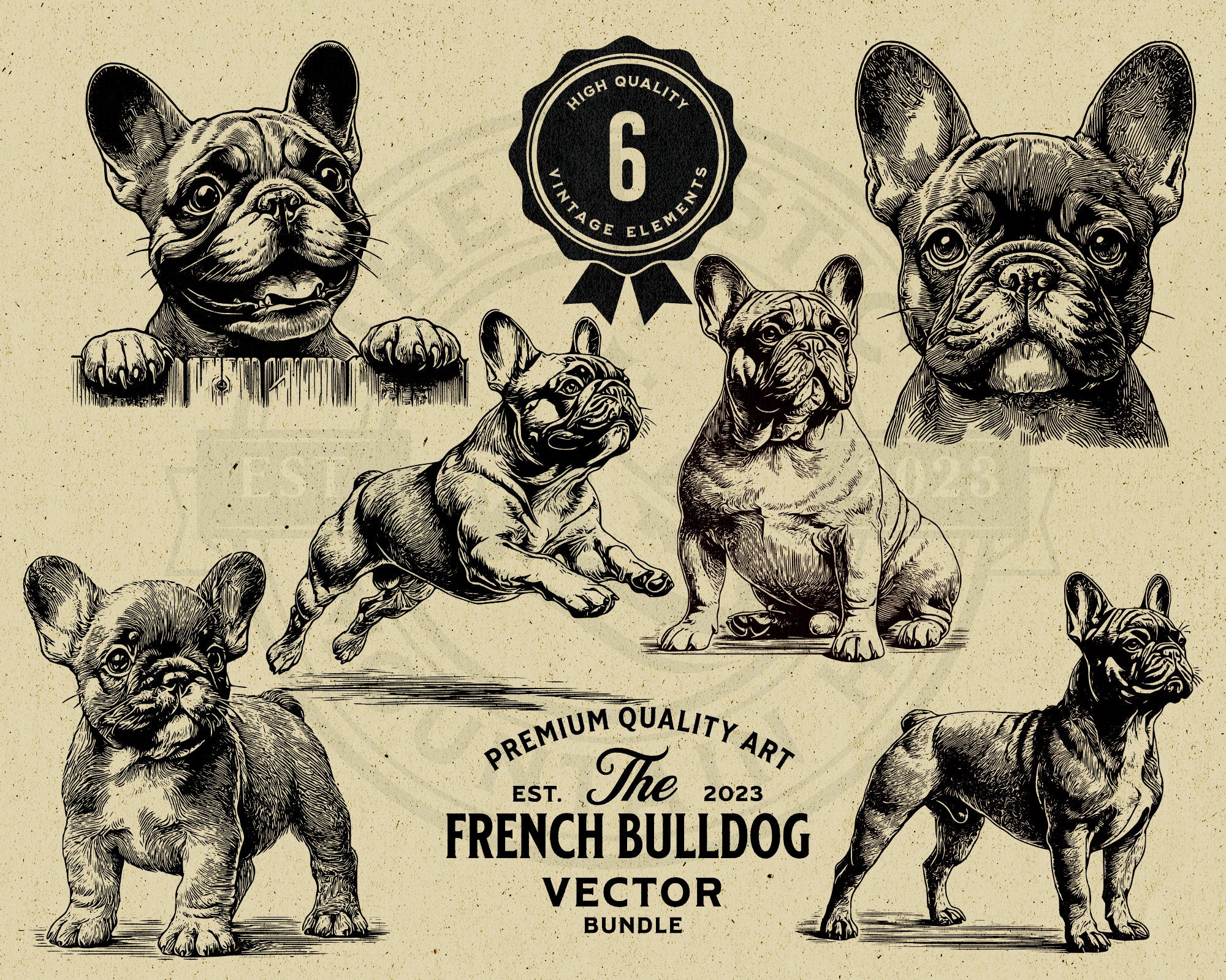French Bulldog Vector Illustration Bundle, SVG, PNG (digital Download ...