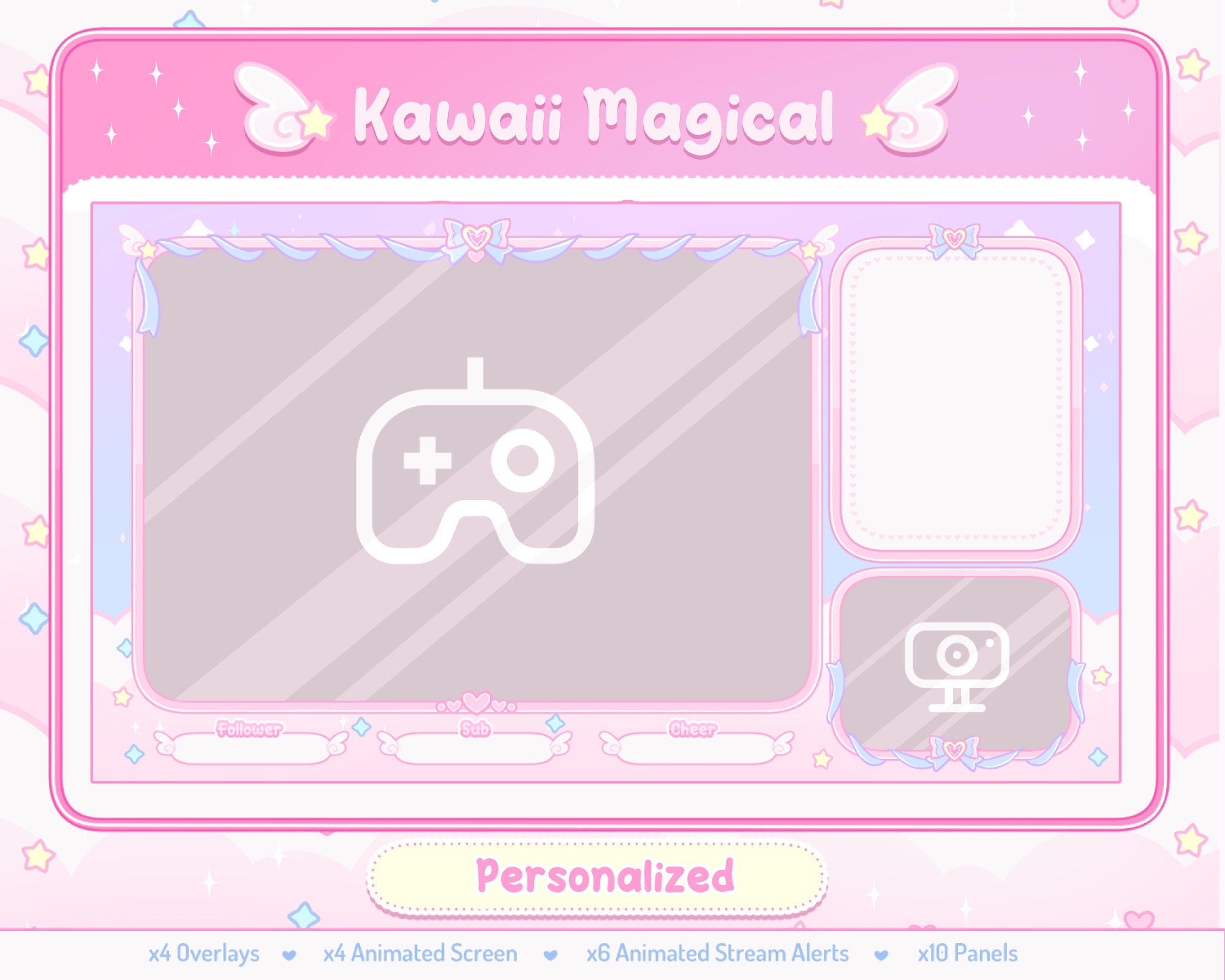 Personalized Stream Overlay Pack kawaii Magical - Etsy