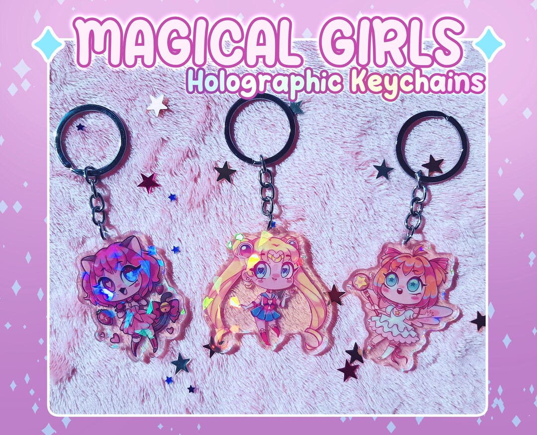 Magical Girls Holographic Keychains - Etsy