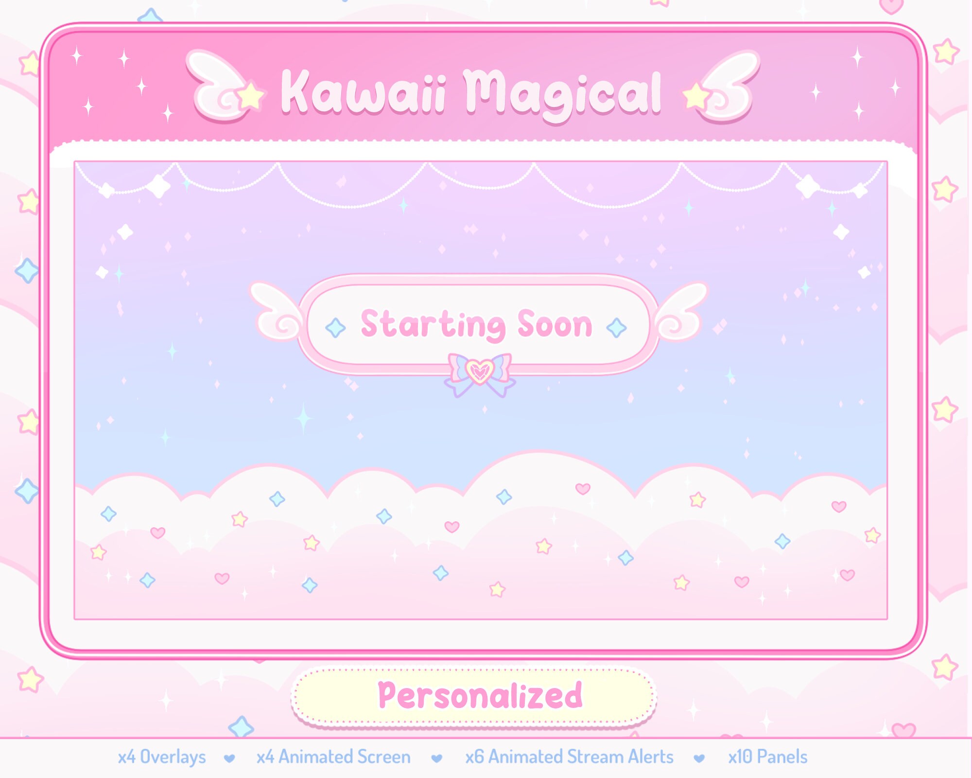 Personalized Stream Overlay Pack kawaii Magical - Etsy