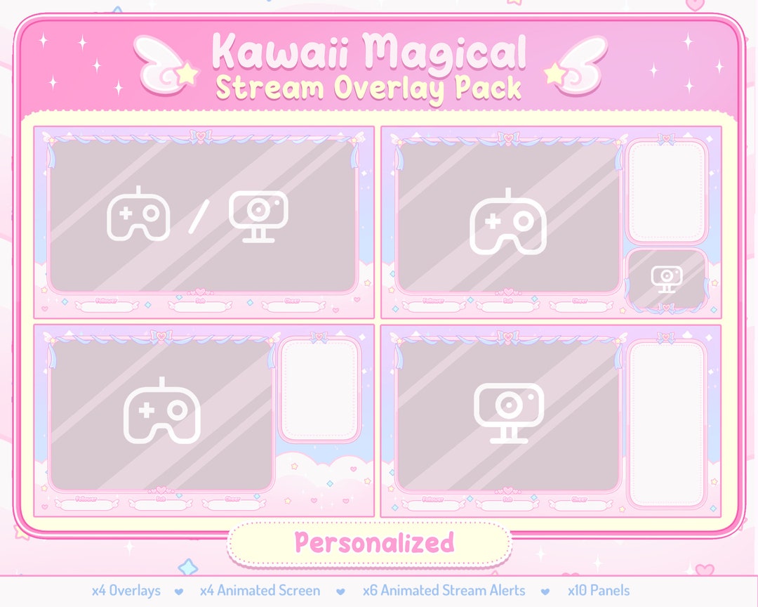 Personalized Stream Overlay Pack kawaii Magical - Etsy