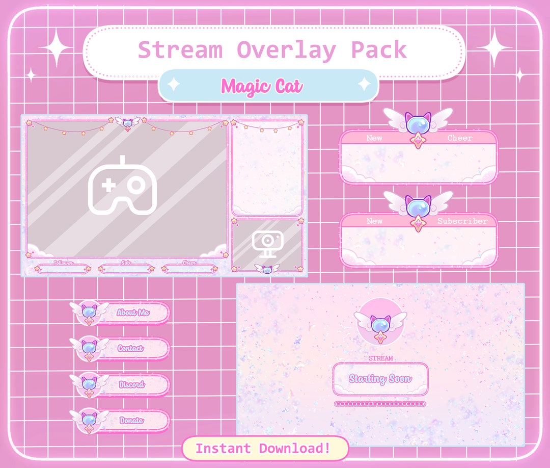 Stream Overlay Pack magic Cat - Etsy