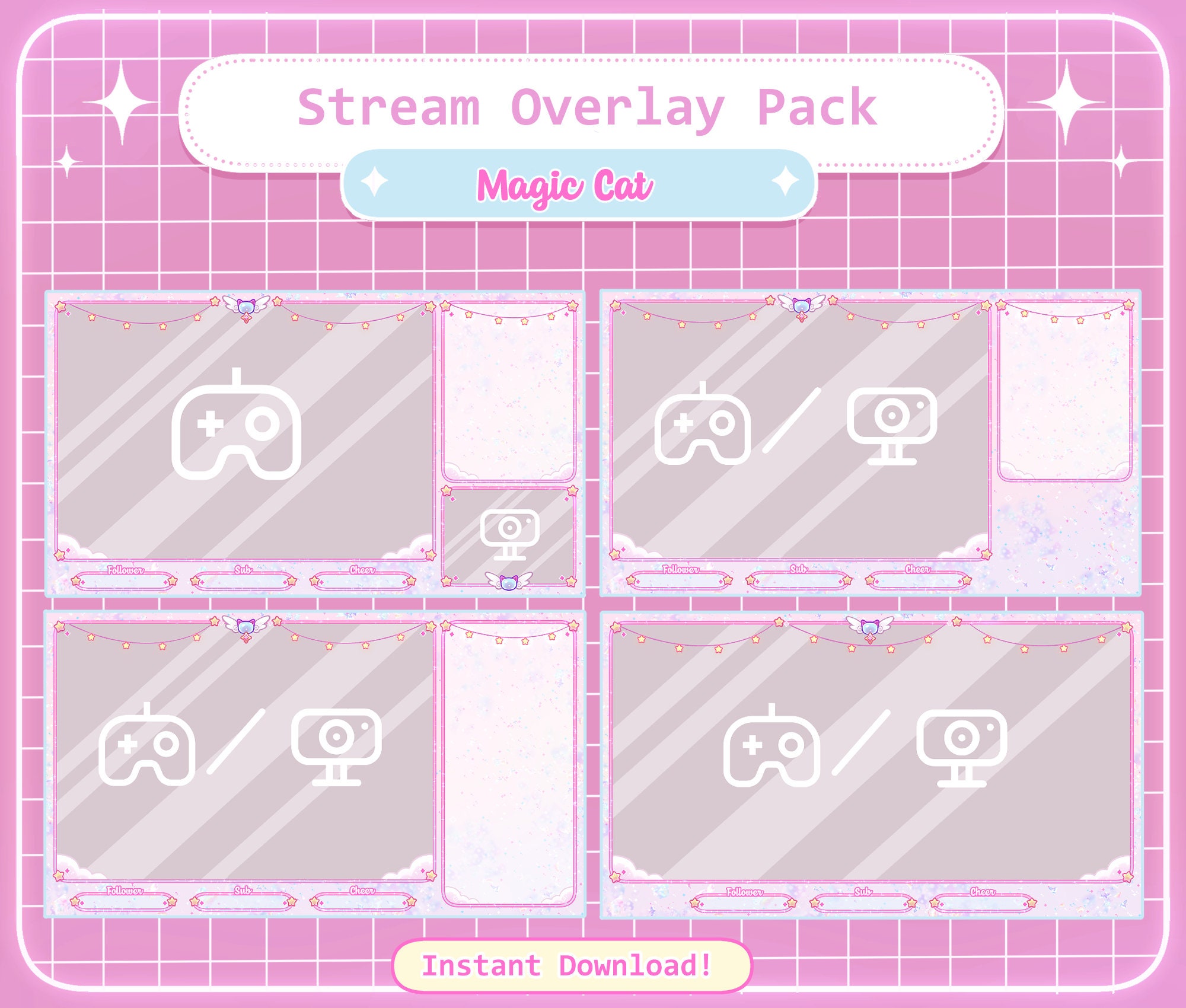 Stream Overlay Pack magic Cat - Etsy