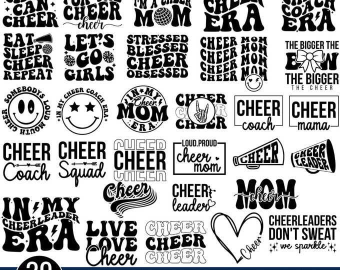 Retro Cheer SVG Bundle,cheer Squad Svg, Cheerleader Shirt,cheer Word ...