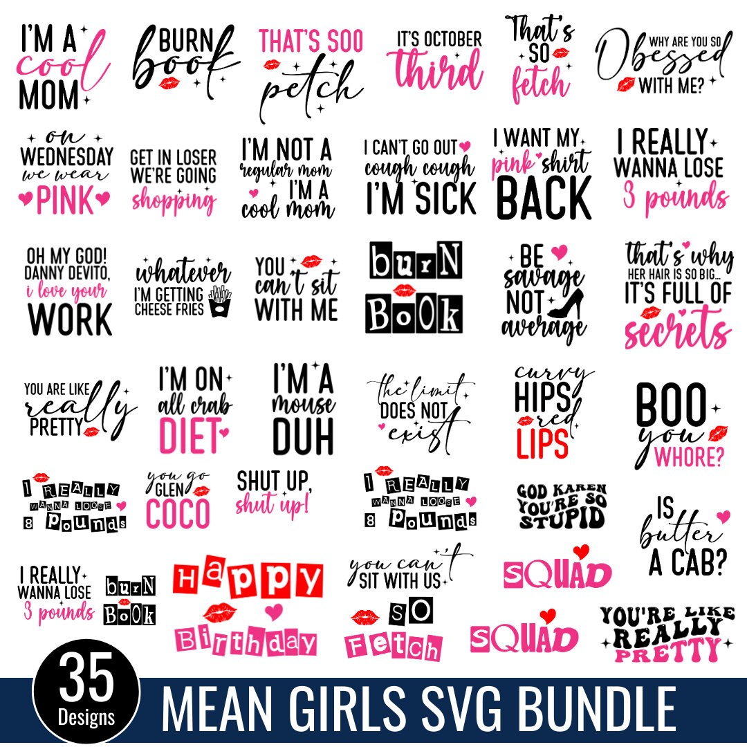 Mean Girls SVG Bundle,sassy Girl Quote SVG, Burn Book Svg, Cricut ...