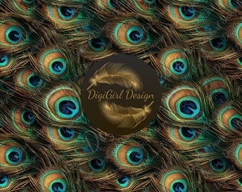 Digital Paper Peacock Feathers Seamless Tileable Tile Animal Repeating ...