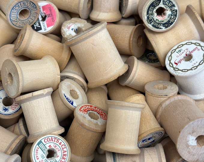 Pack of 15 Vintage Wooden Wood Thread Spools- Empty Spools, Used and ...