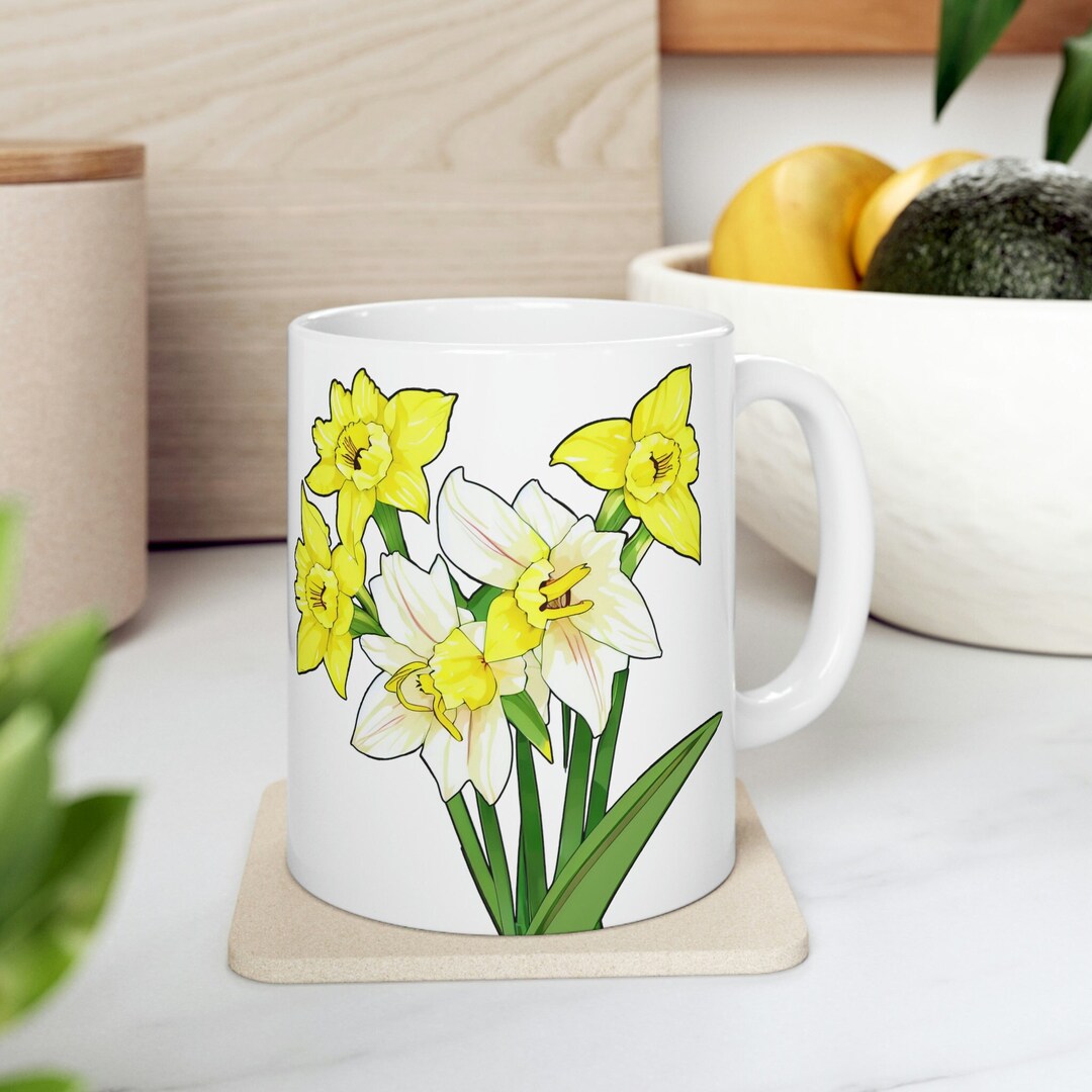 Birth Flower Mug March Daffodil Japanese Anime Style Gift for Coffee ...