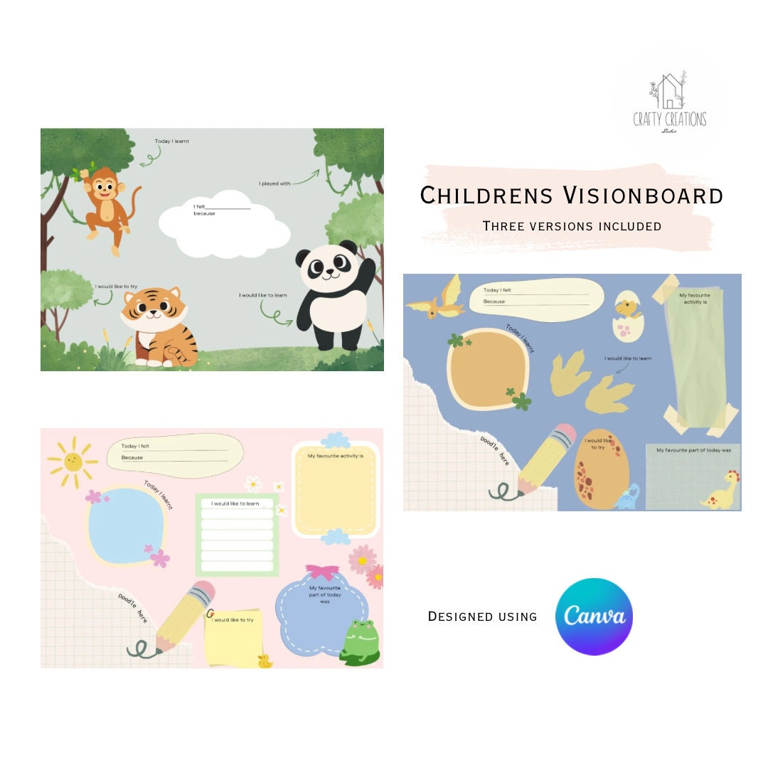 Children's Vision Boards Printable Vision Boards Daily Reflection for ...