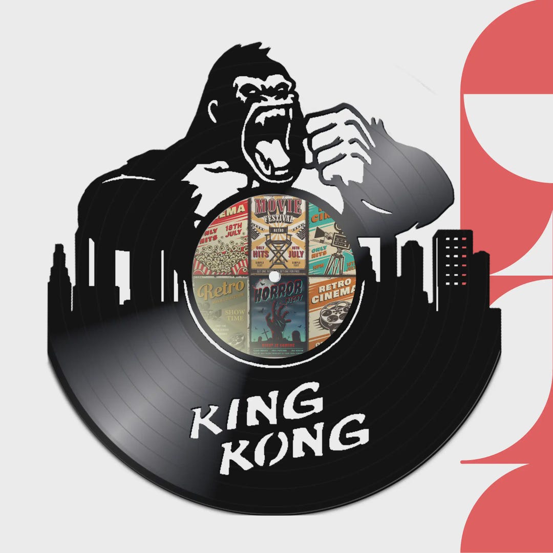 KING KONG - Clock Made From Real Vinyl Record Cut With Customizable ...
