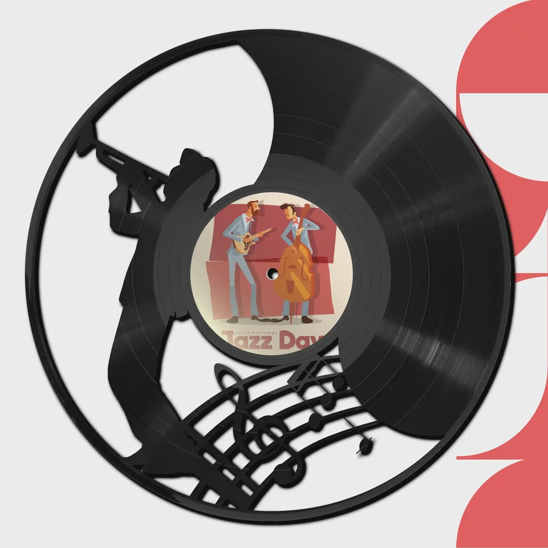 JAZZMAN - Clock Made From Real Vinyl Record Cut With Customizable ...