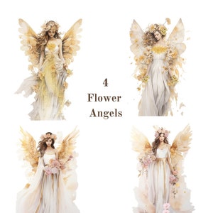 Watercolor Flower Angels, Angel Clipart, Angel Clip Art, Angel PNG ...