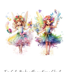 Cute Rainbow Fairies, Magical Watercolor Clipart, Fairy Tale Garden ...