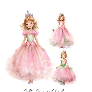 Cute Princess Girl PNG, Bundle of 3, Princess PNG, Princess, Watercolor ...