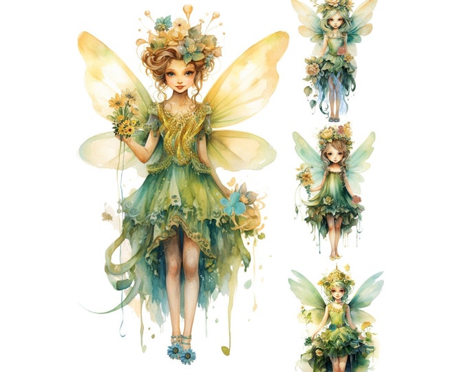 Cute Forest Fairy Clipart, Flower Fairy Clip Art, Girls Printable PNG ...